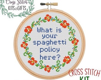 Spaghetti Policy Cross Stitch - Etsy