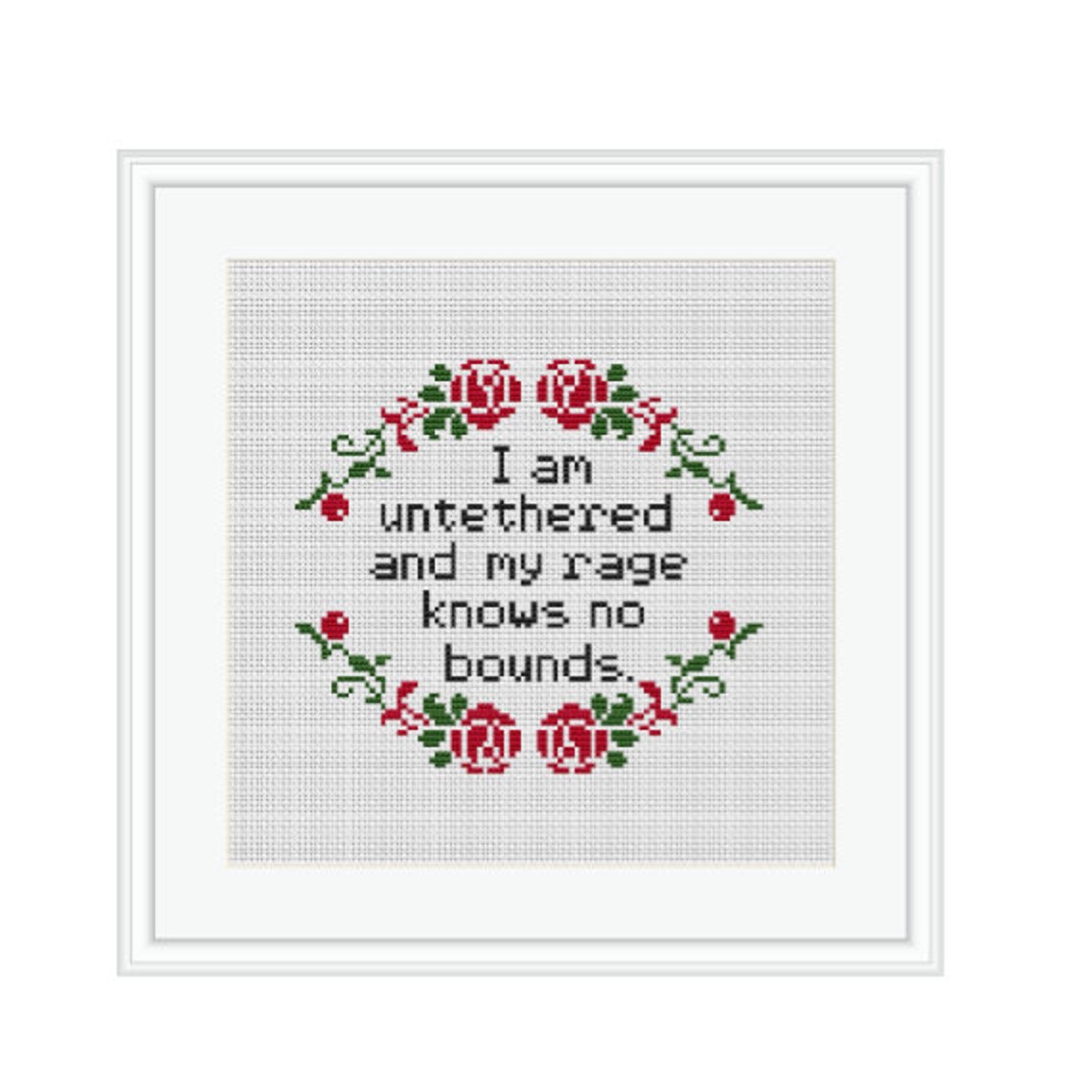 Modern Cross Stitch Pattern. I Am Untethered and My Rage Knows - Etsy
