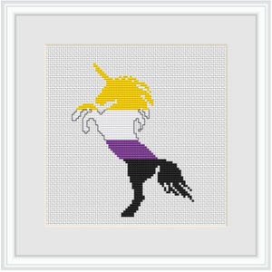 Nonbinary Unicorn Cross Stitch Kit. LGBTQ Cross Stitch. LGBTQ Flag Starter Cross Stitch Kit. Gay ...