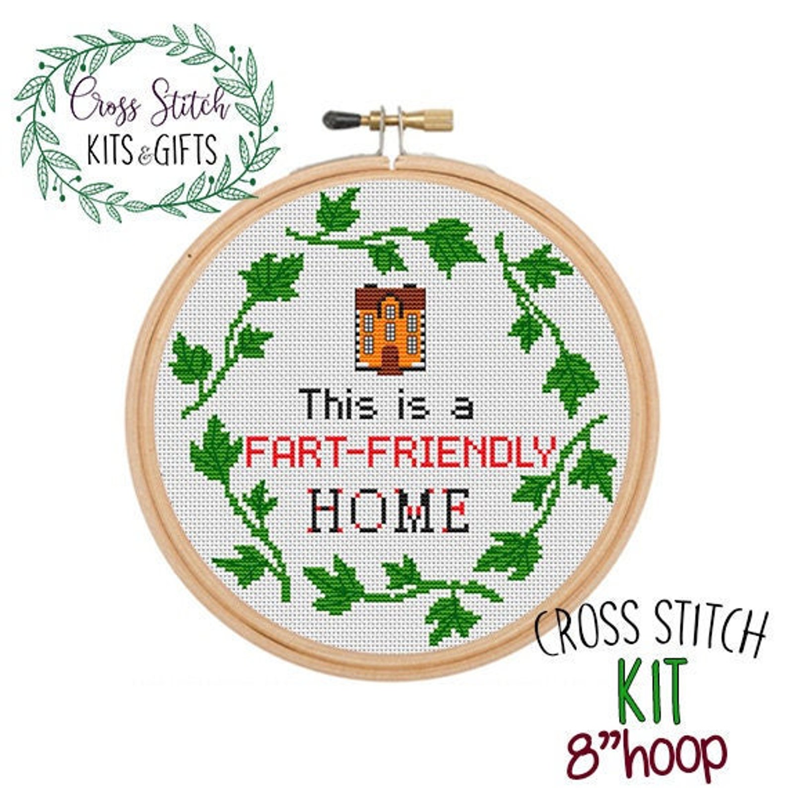 This Is A FART FRIENDLY HOME Cross Stitch Kit Funny Rude Etsy