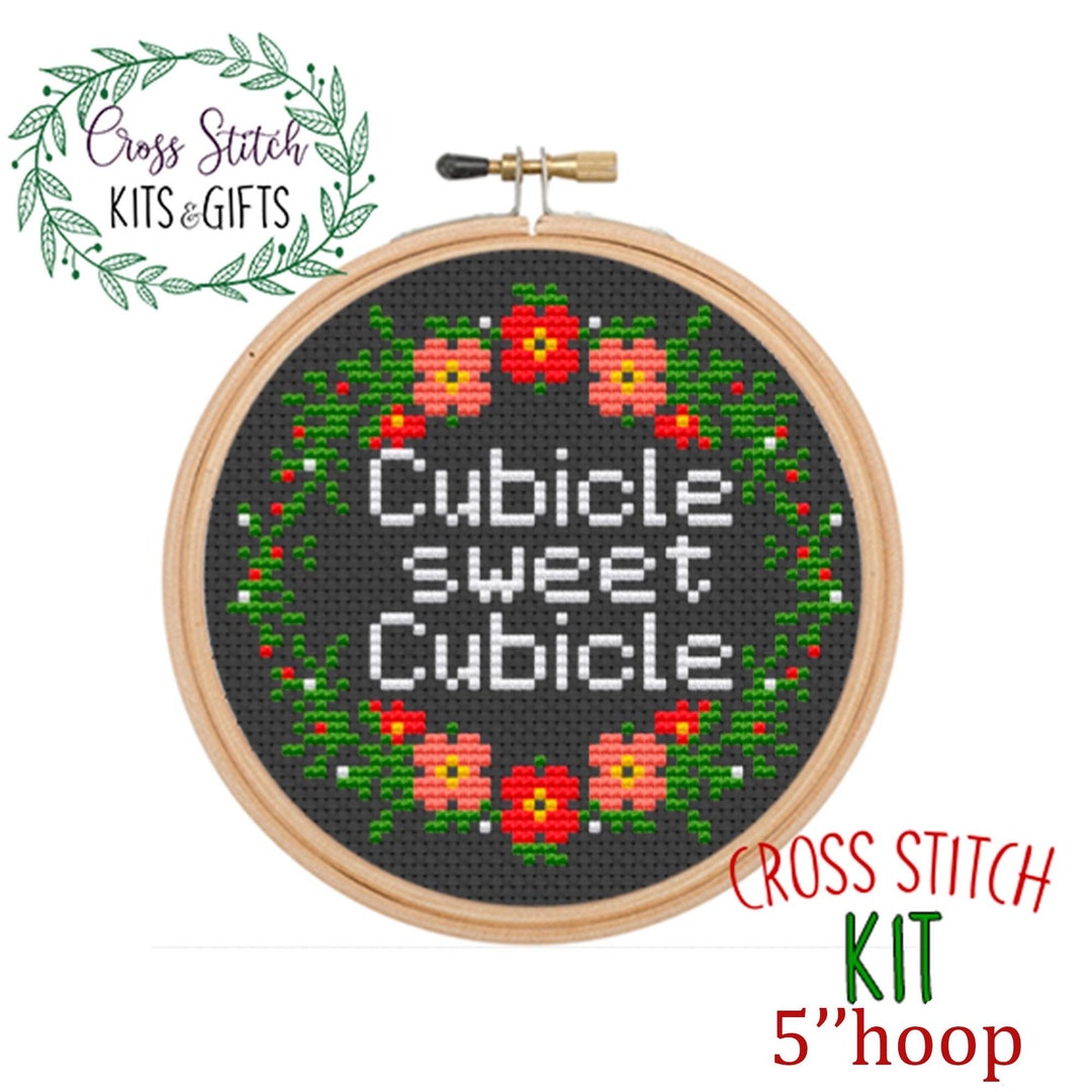 Cubicle Sweet Cubicle Cross Stitch Beginner Kit. Starter Kit for ...