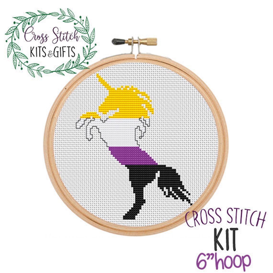 Nonbinary Unicorn Cross Stitch Kit. LGBTQ Cross Stitch. LGBTQ - Etsy