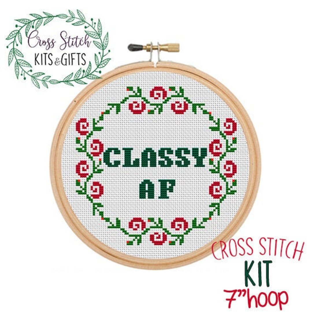Classy AF. Starter Cross Stitch Kit. Adult Cross Stitch Kit. - Etsy