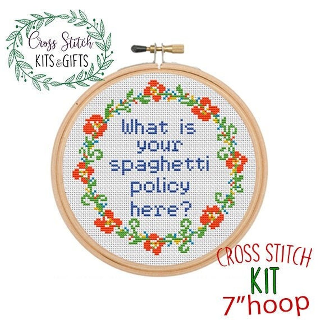 What is Your Spaghetti Policy Here Charlie Quote Cross Stitch - Etsy
