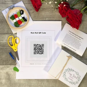 Rickroll Qr Code Cross Stitch Pattern. Never Gonna Give You up Rick ...