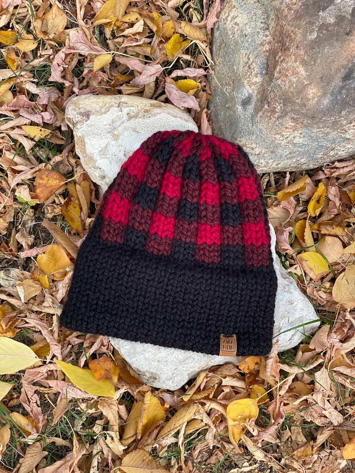 Lumberjack Toque Double Brim Knitted Red and Black Plaid Hat. | Etsy