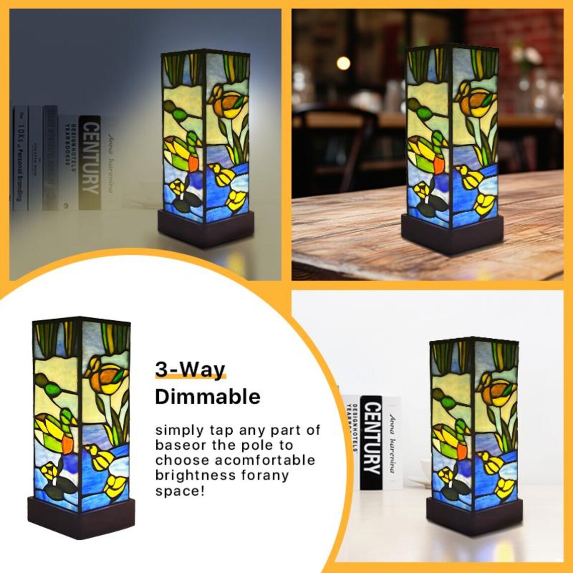 Handmade Tiffany-style Night Table Lamp Artisan Craft With Stained ...