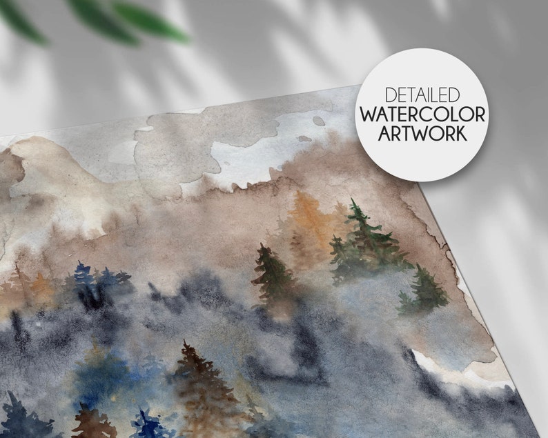 Watercolor Forest Print Set of 3 Nature Landscape Wall Art | Etsy