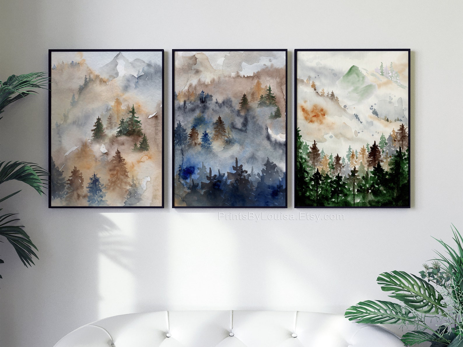 Watercolor Forest Print Set of 3 Nature Landscape Wall Art - Etsy