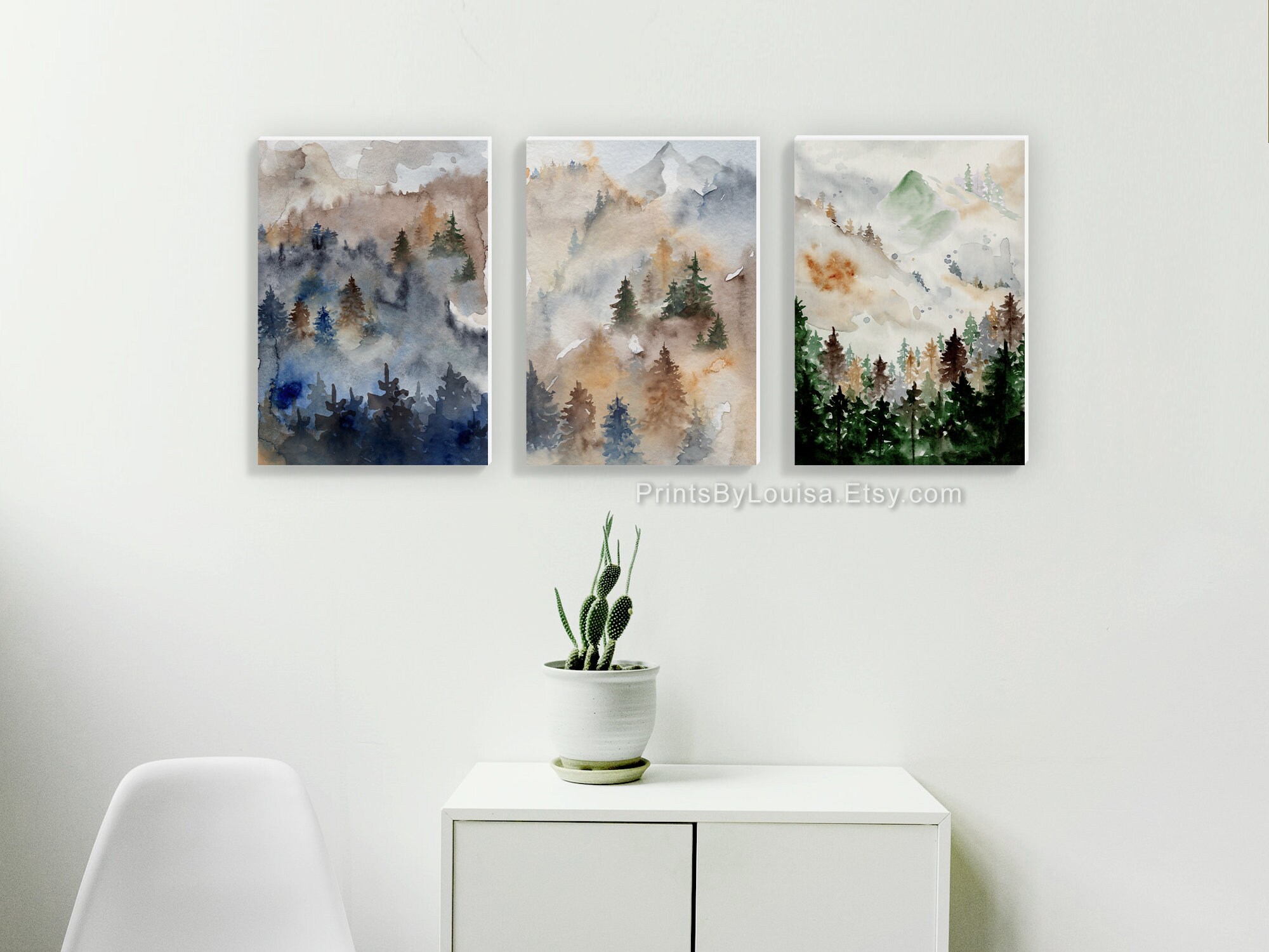 Watercolor Forest Print Set of 3 Nature Landscape Wall Art - Etsy UK