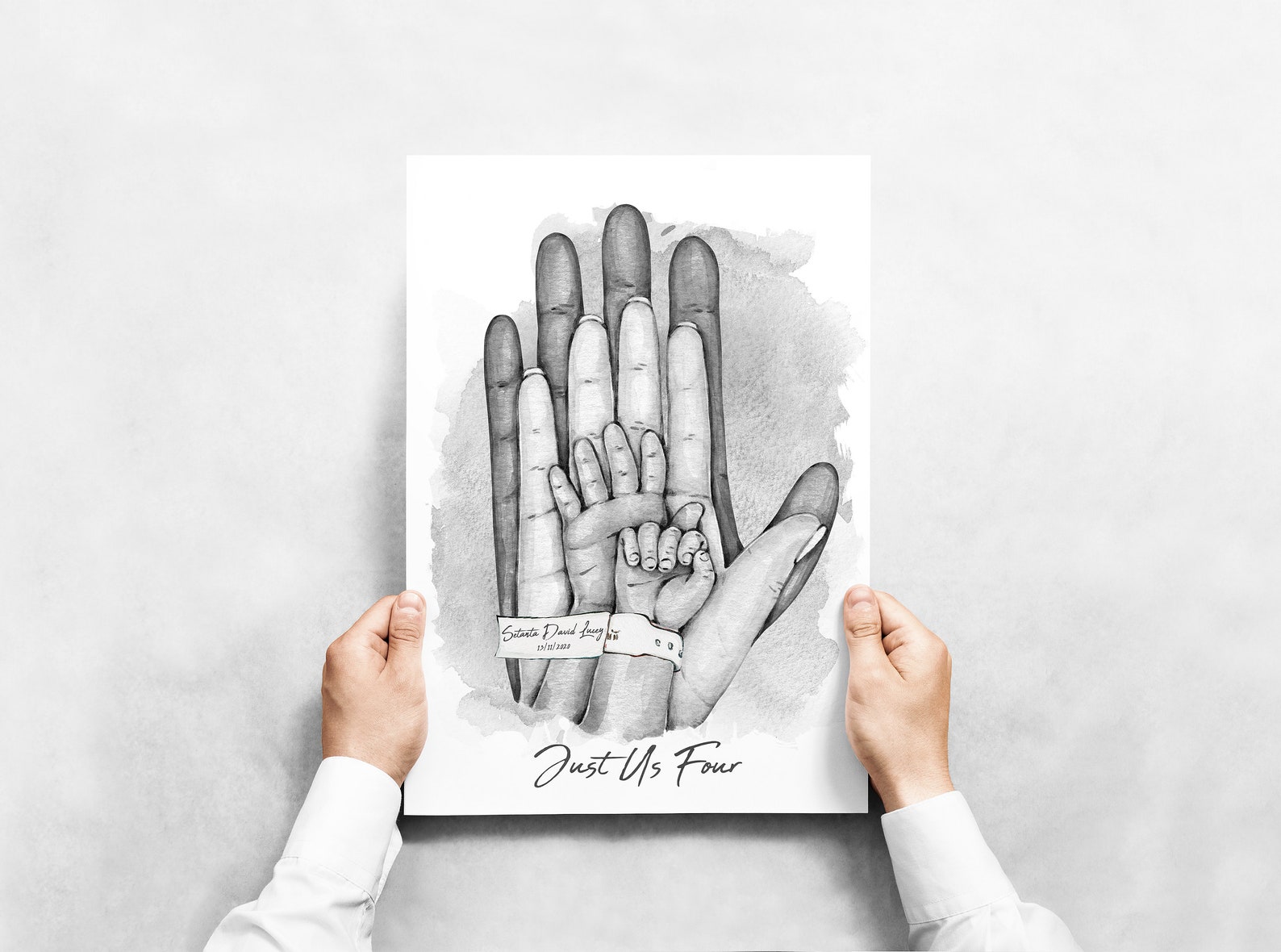 Family Hand Print Parents and Children Holding Hands | Etsy