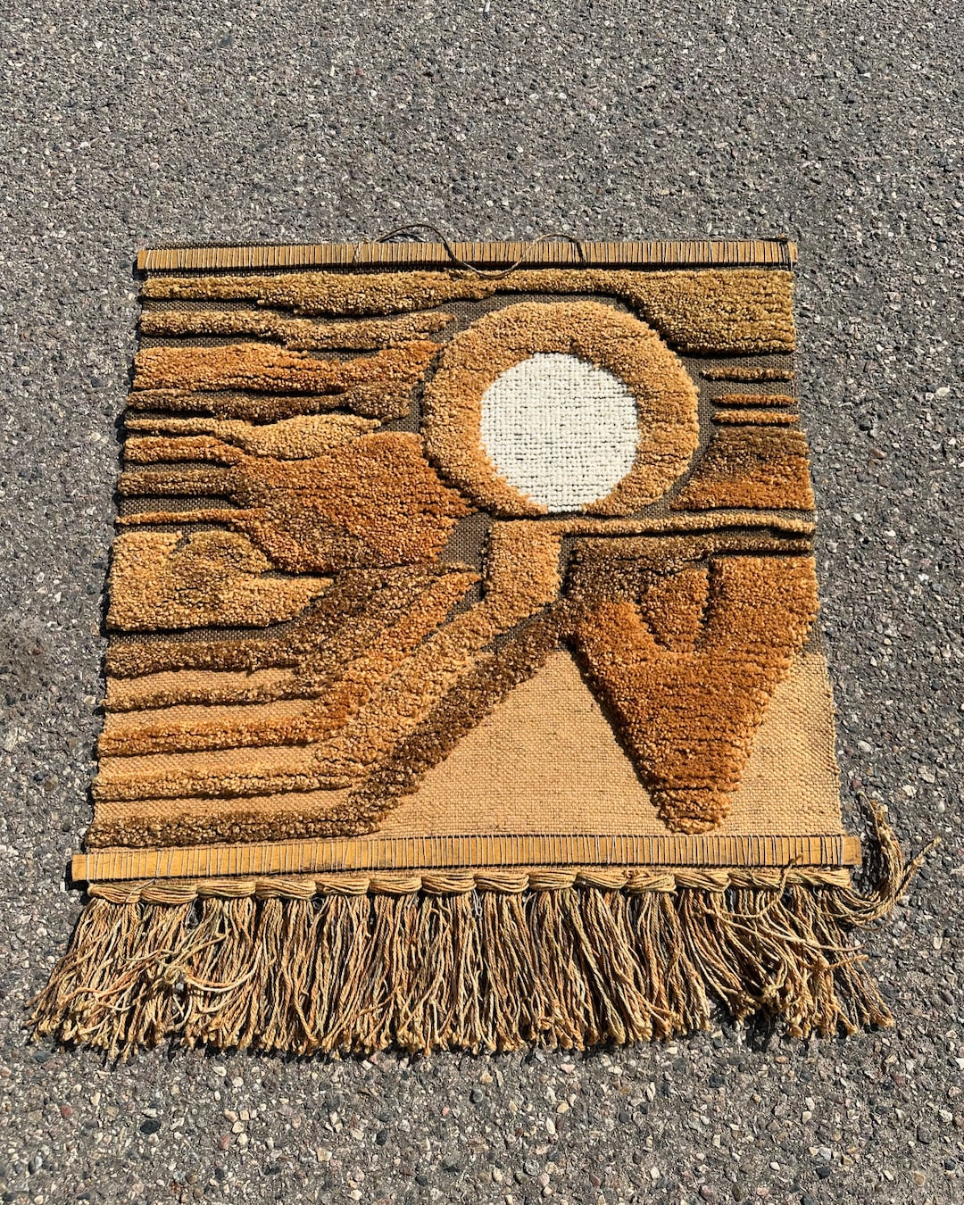 Vintage Jute Artwork Wall Hanging Midcentury Modern Boho Chic Eclectic ...