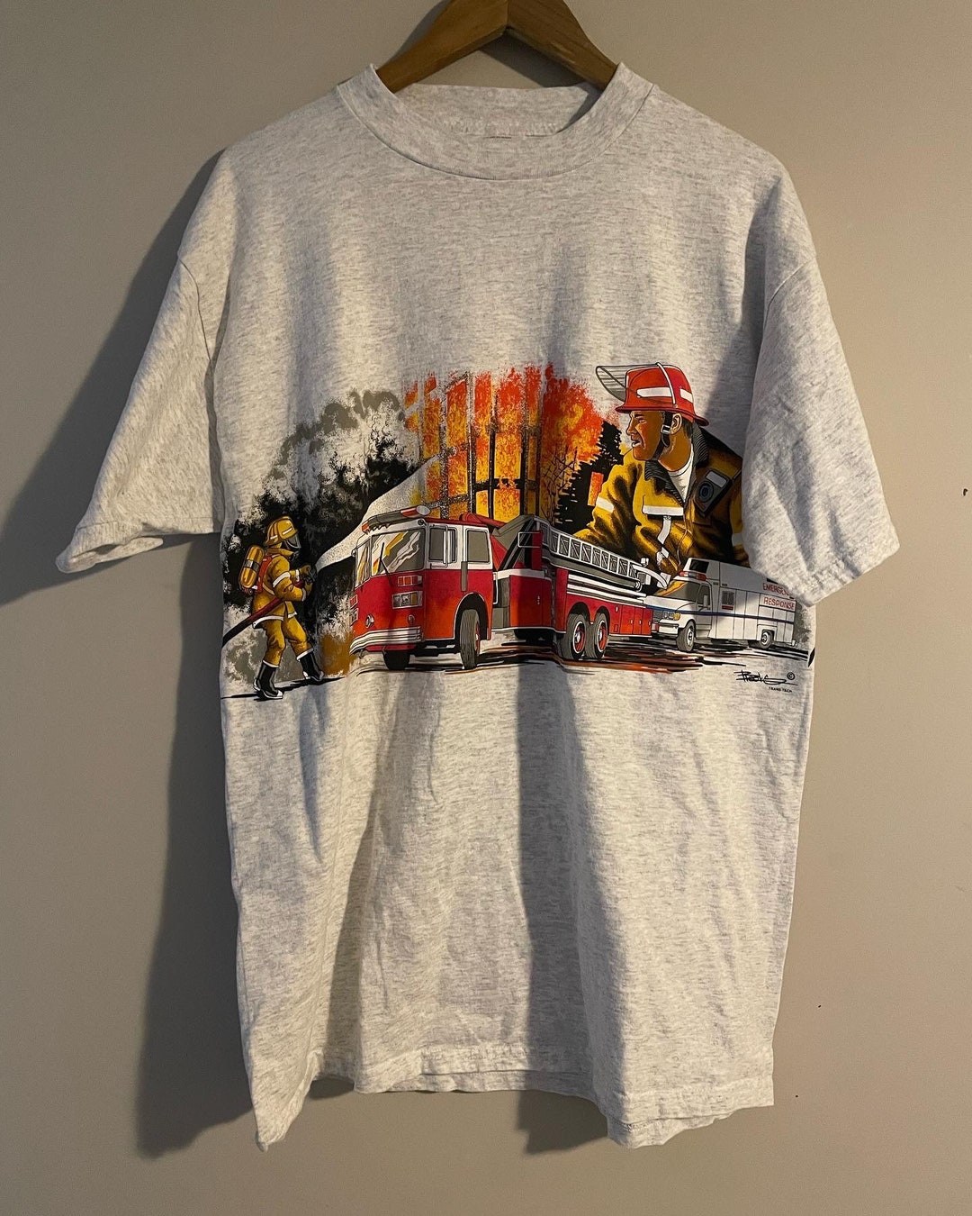 Vintage Firefighter Shirt 90s Streetwear - Etsy