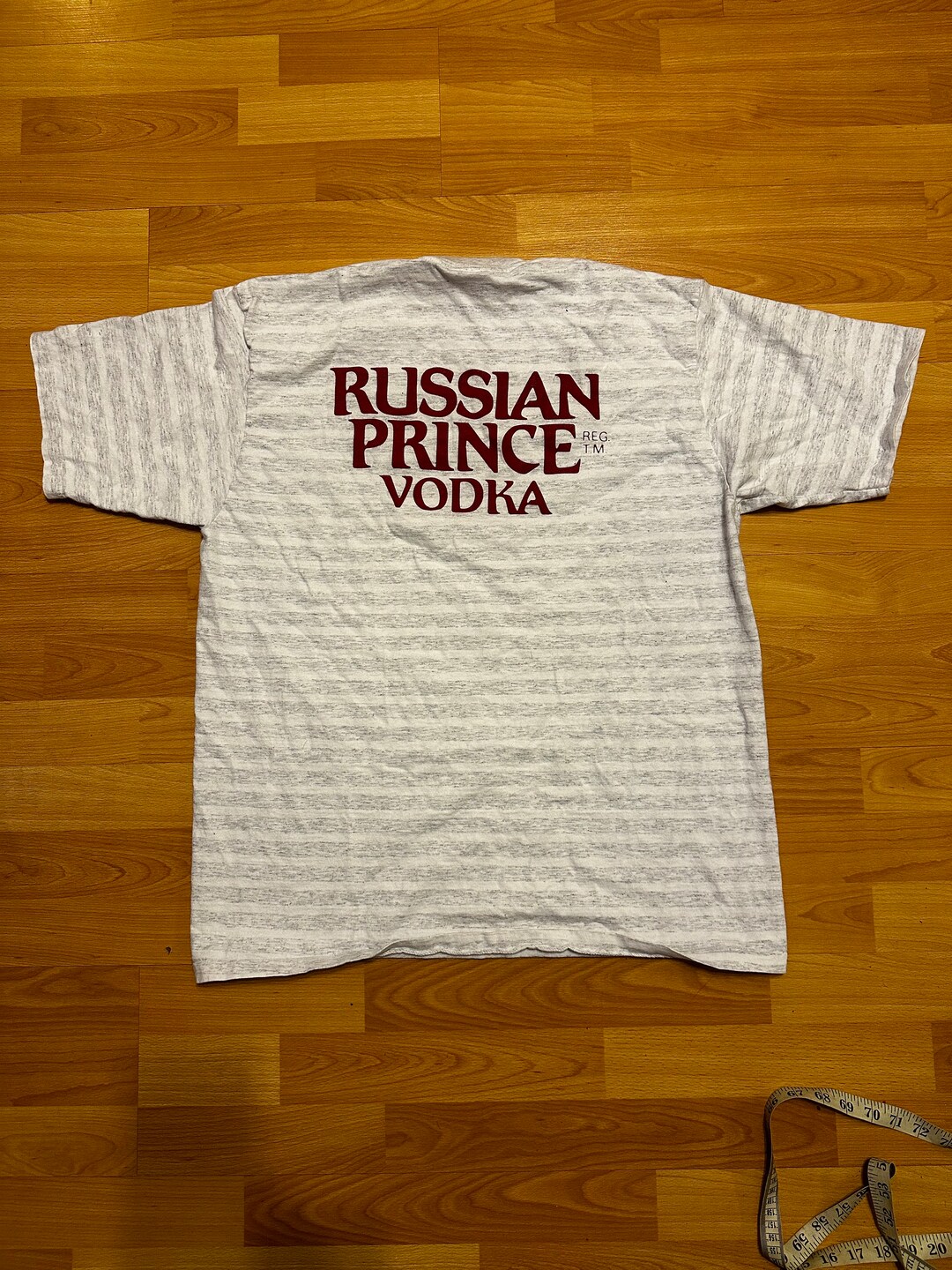 Vintage Russian Prince Vodka Tshirt 90s Heather Gray Striped Spell Out ...