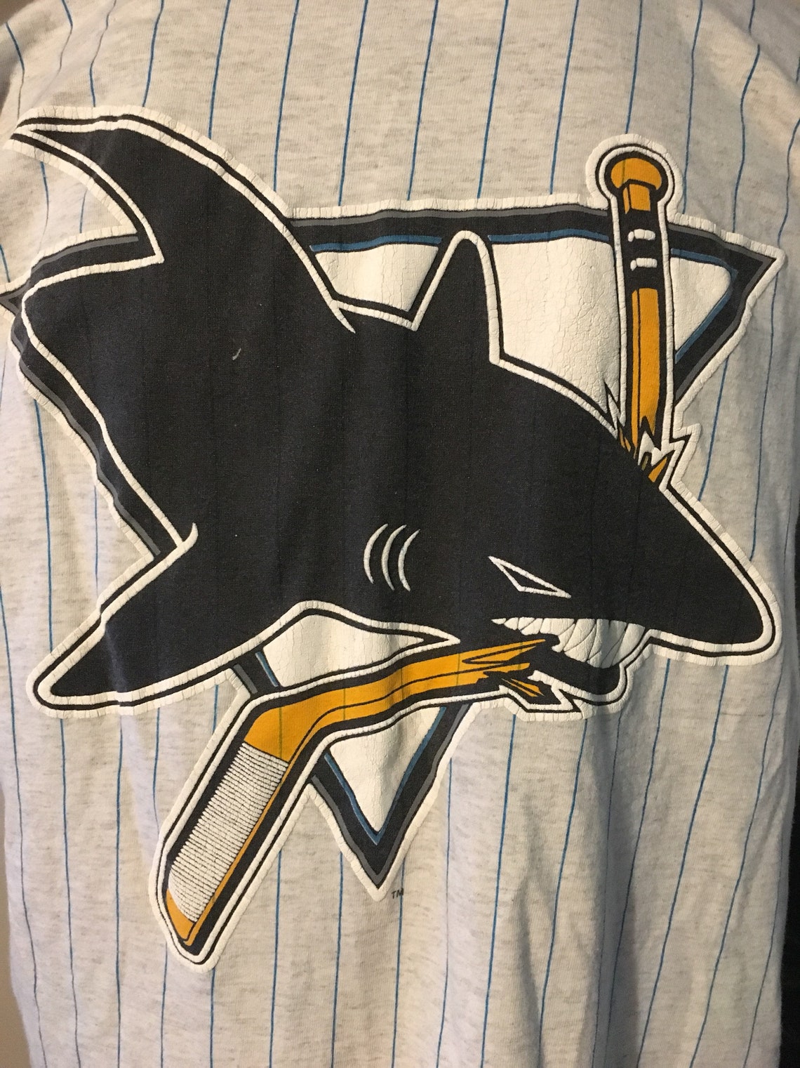 Vintage San Jose Sharks Pin Stripe Baseball Jersey Shirt - Etsy