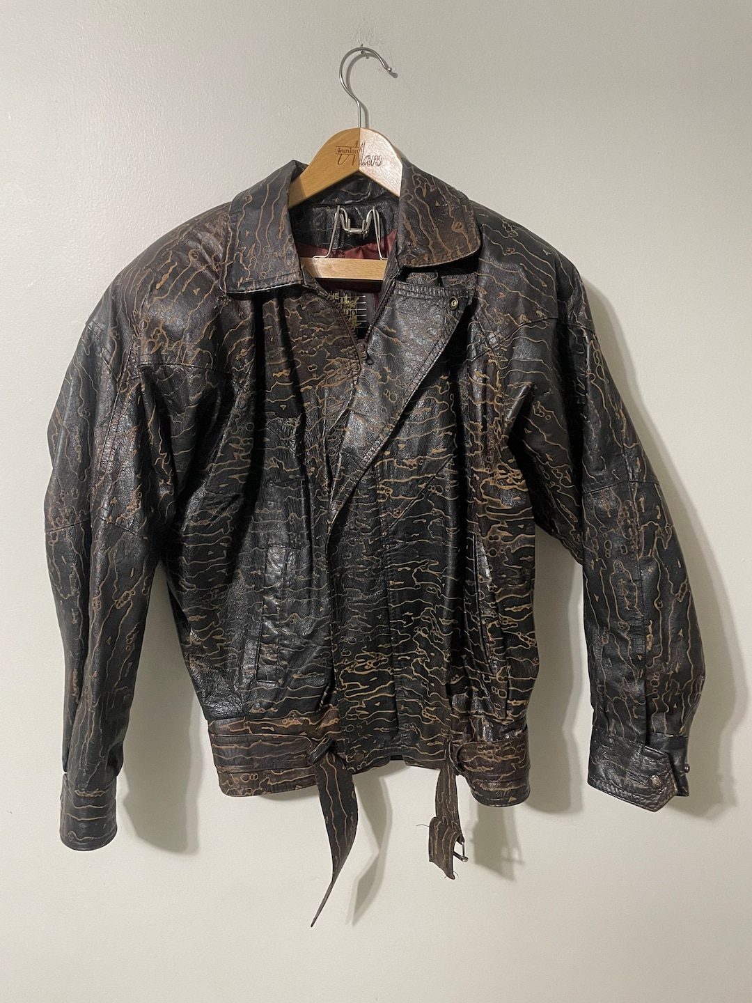 Vintage Leather Ranch Jacket Rare Tiger Stripe Animal Print - Etsy