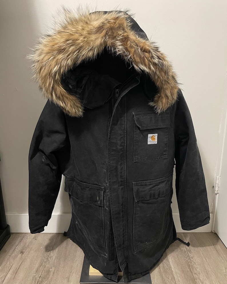 Vintage Carhartt Jacket Siberian Fur Trim Hood 90s Workwear Grail - Etsy