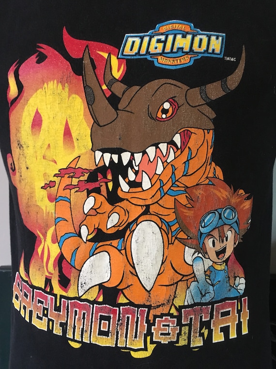 Vintage Digimon T Shirt Greymon and Tai - Gem
