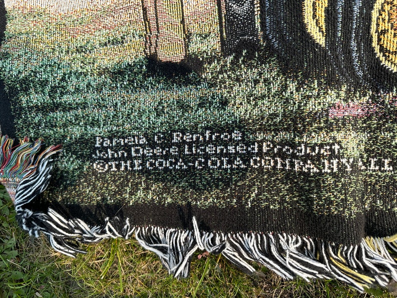 Vintage Coca Cola X John Deere Woven Throw Blanket Tapestry 90s Farm ...