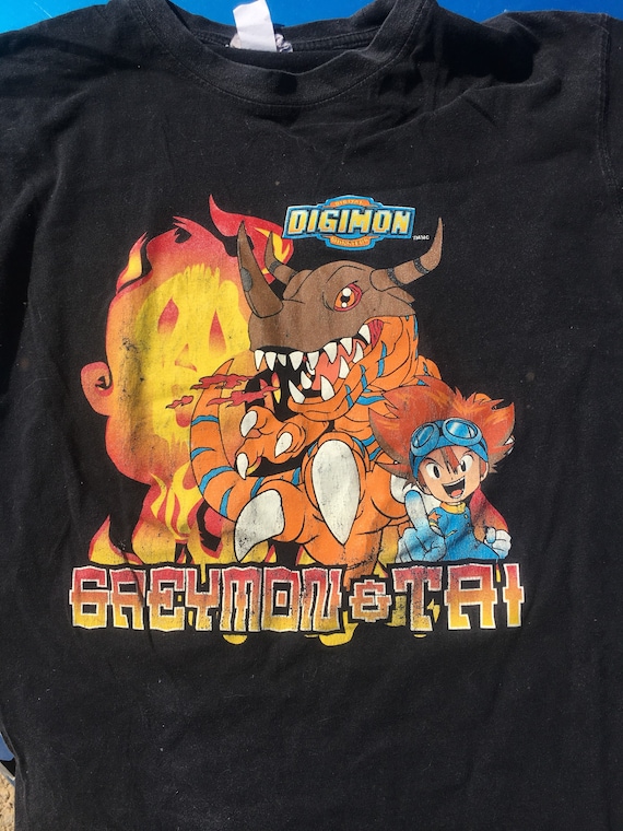 Vintage Digimon T Shirt Greymon and Tai - Gem
