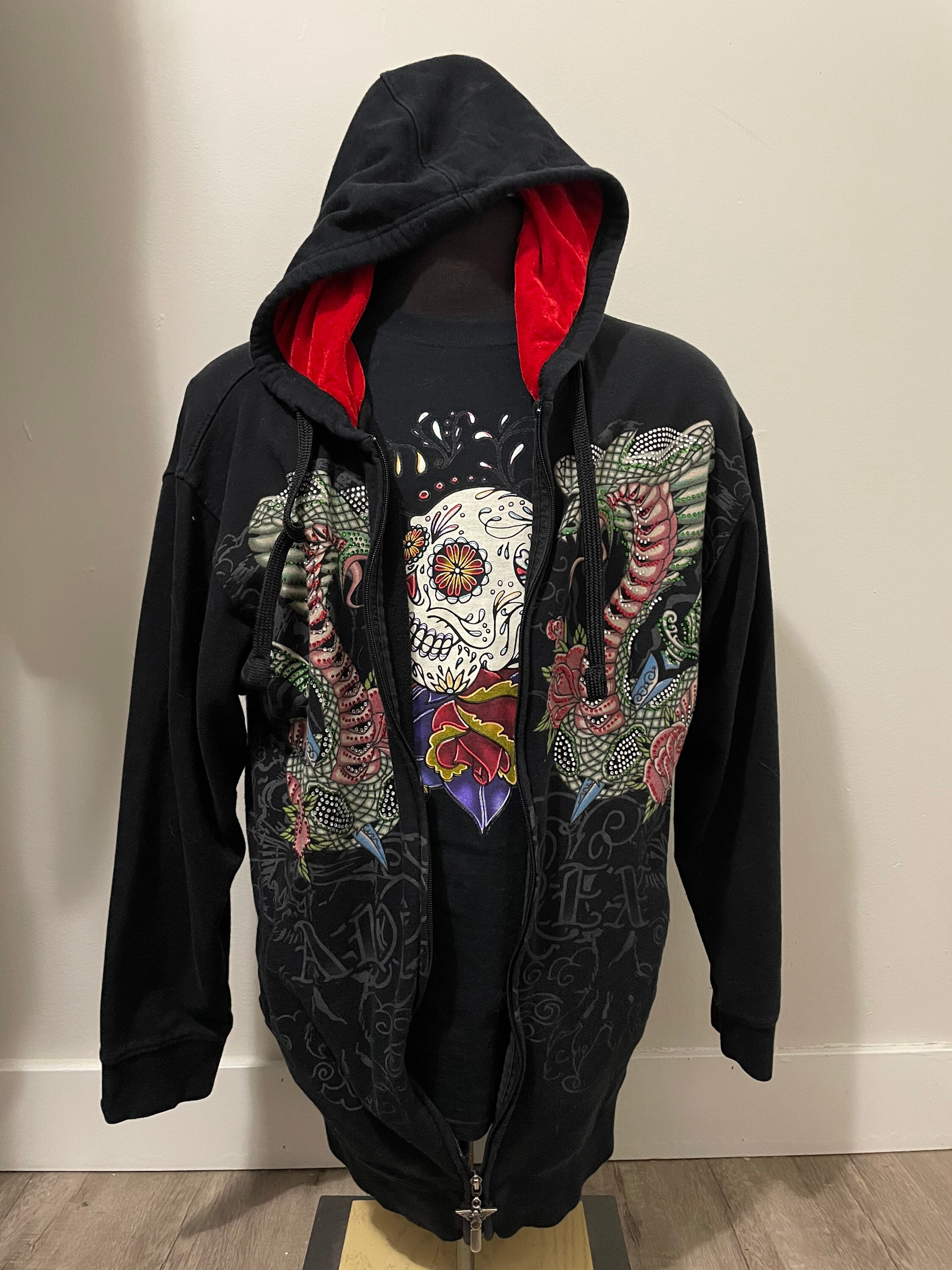 Avirex Hoodie Swarovski Snake Print Design - Etsy
