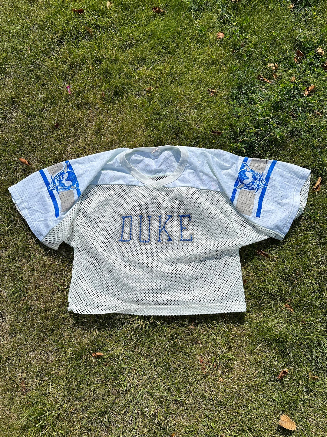 Vintage Duke University Football Jersey Cropped Mesh Jersey 80s Blue ...