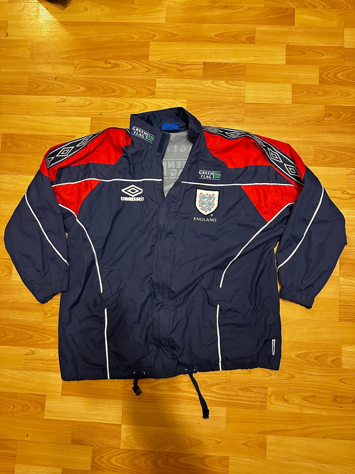 Vintage England Green Flag Jacket 90s Umbro Football Windbreaker ...