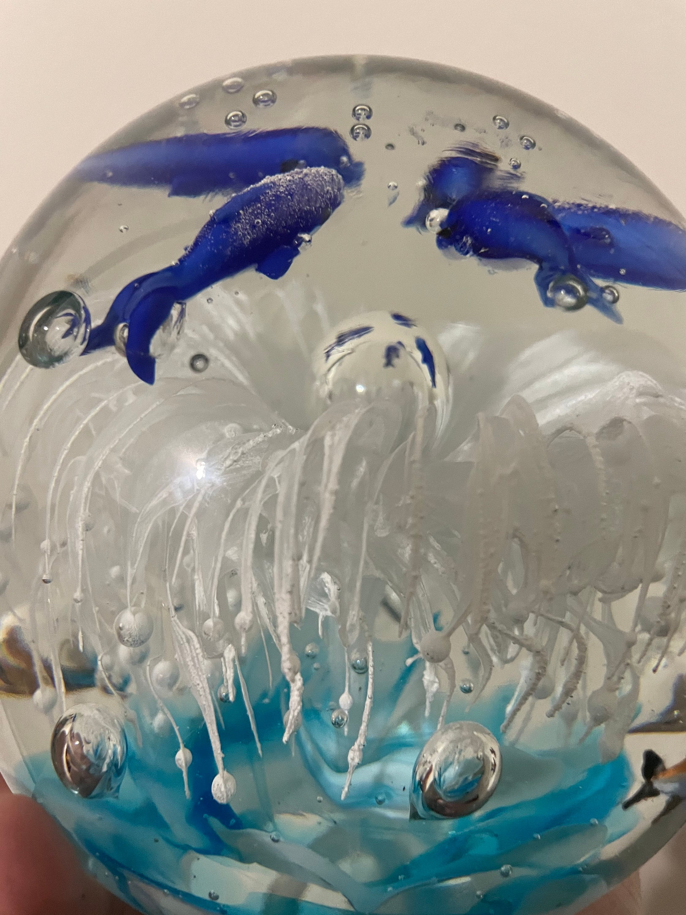 Vintage Murano Glass Art Paperweight Aquarium Fish Dolphin Motif ...