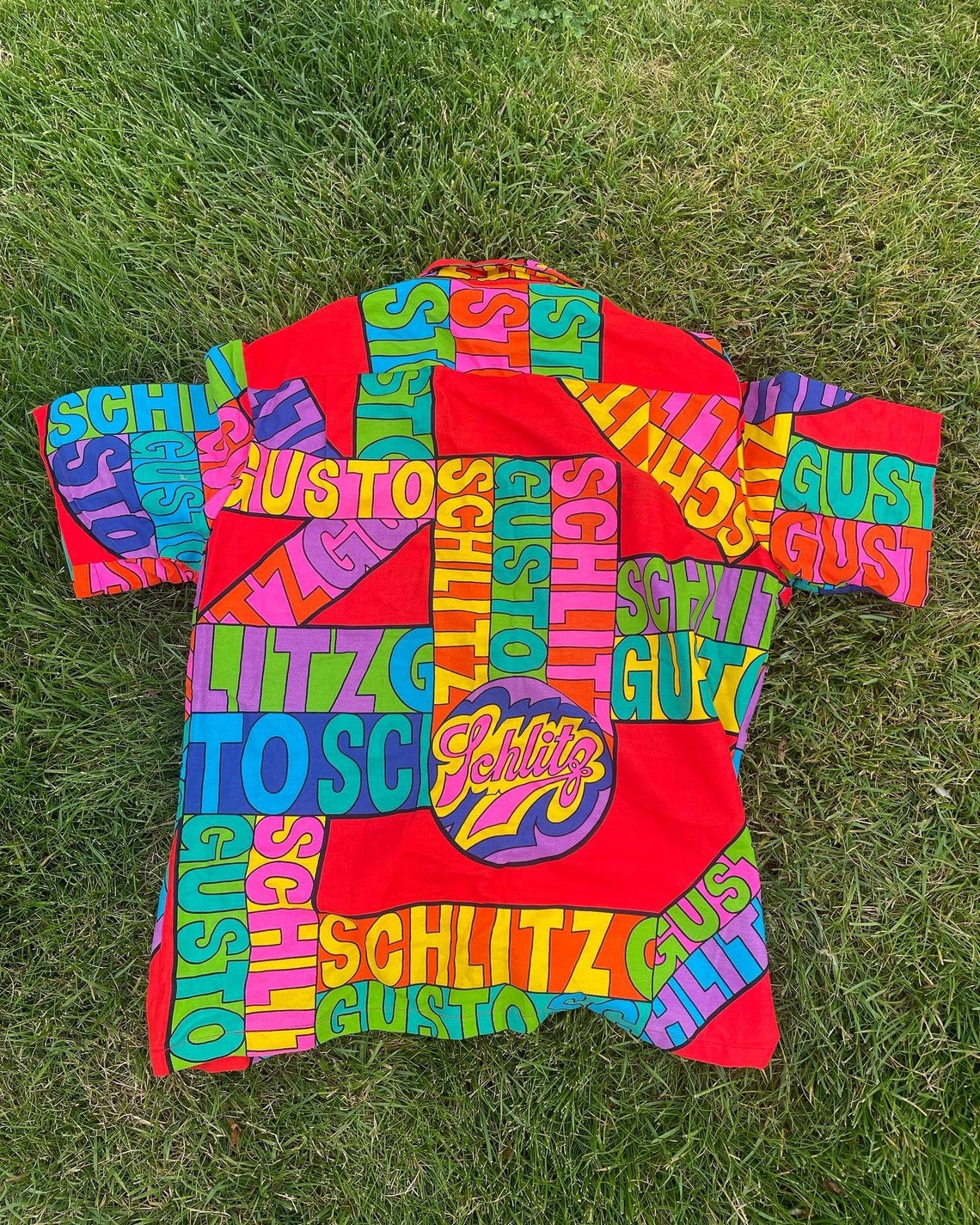 Vintage Schlitz Beer Hawaiian Shirt Schlitz Gusto Pop Art 70s Beachwear ...