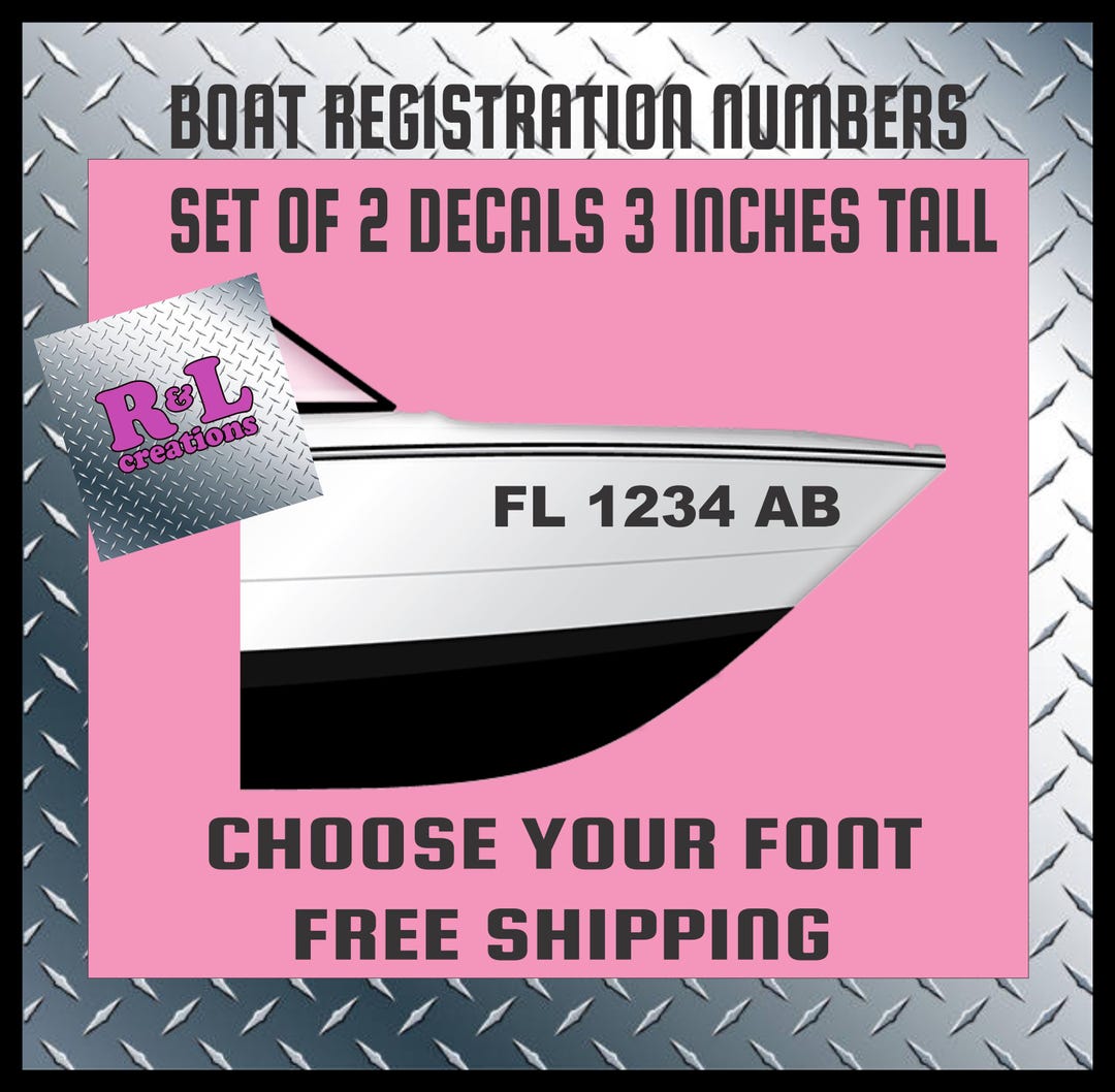 Boat REFLECTIVE Registration Number, Set of 2, Watercraft Reflective ...