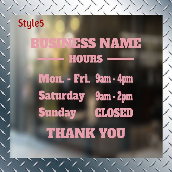 Store Hours Decal - Etsy