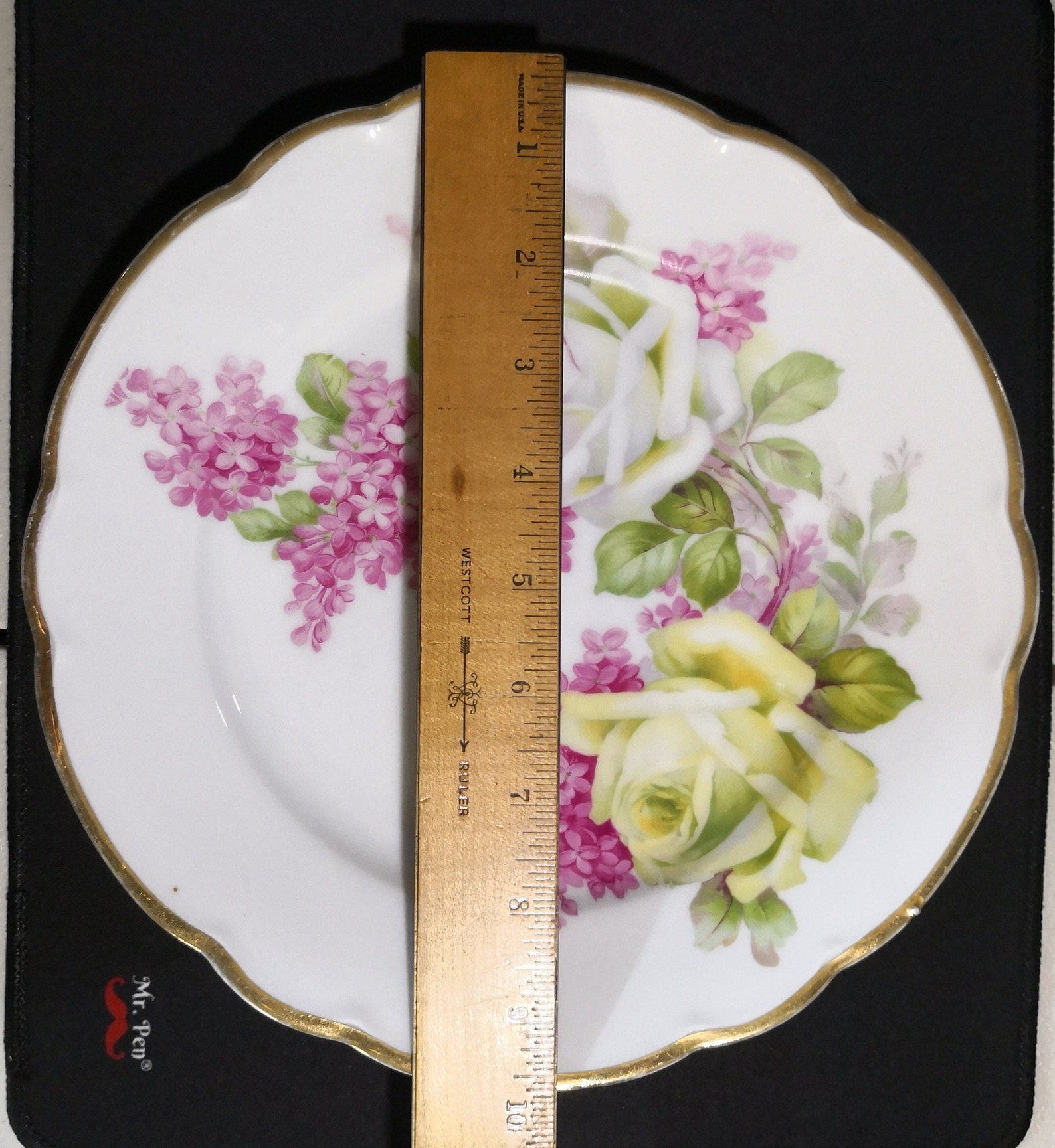 Antique Victorian Plate 9.5" Prince Regent Bavaria Yellow Pink Roses ...