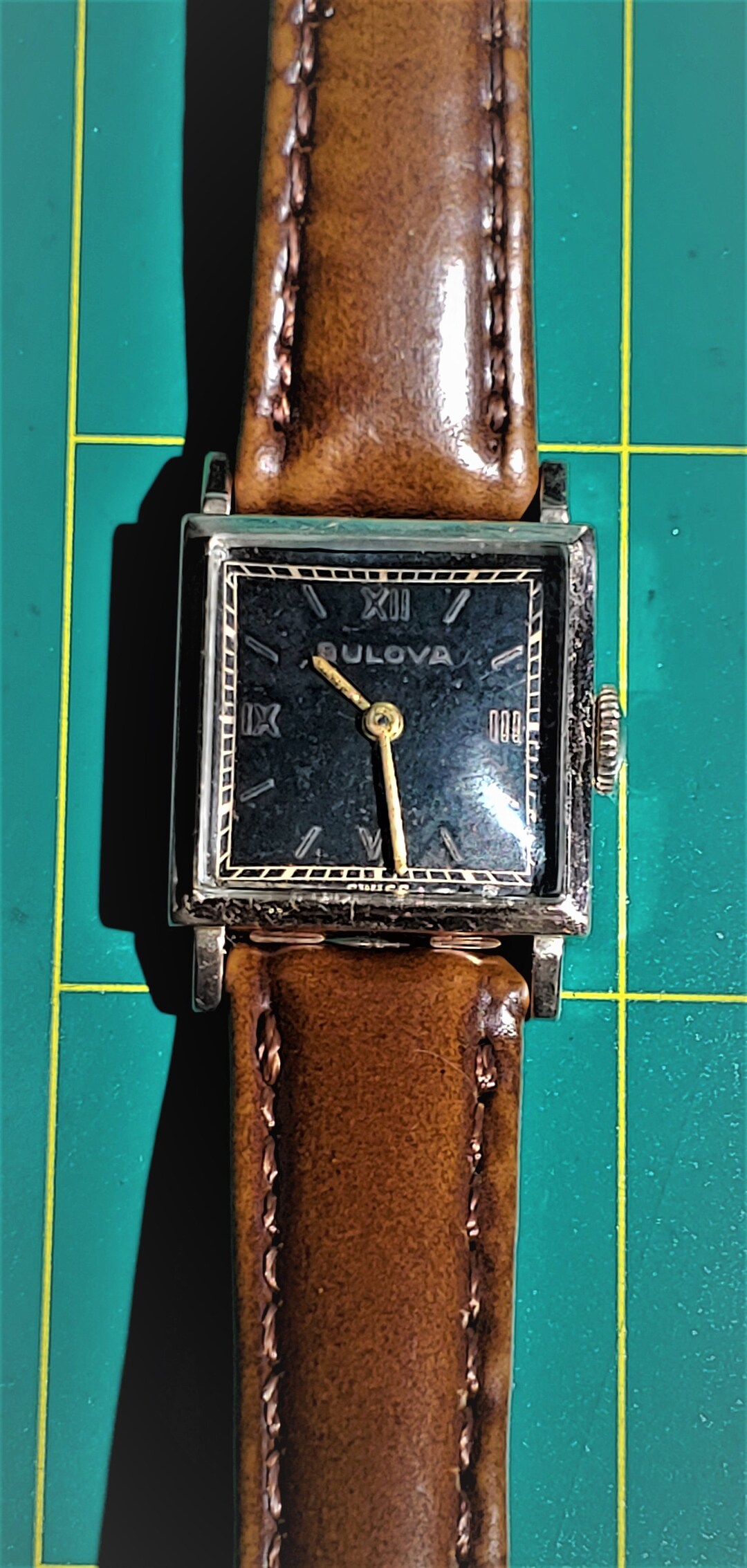 Vintage Rare Bulova 17 Jewel Original Black Dial Lady 14K Rose Gold ...