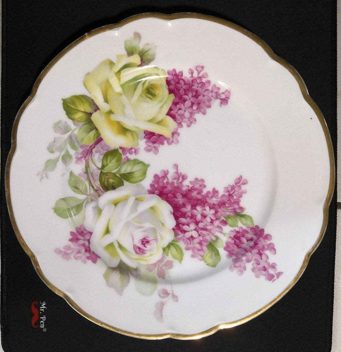 Antique Victorian Plate 9.5" Prince Regent Bavaria Yellow Pink Roses ...