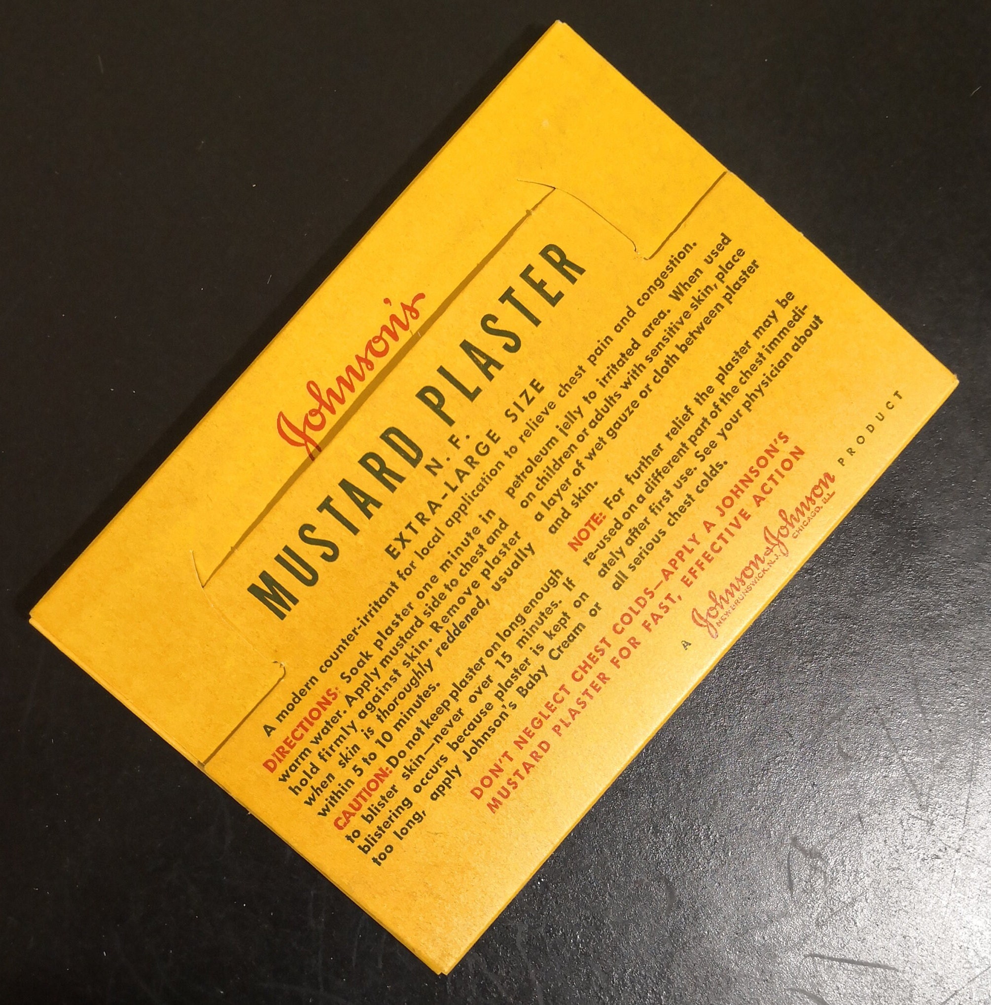 Antique 1920s Johnson's Mustard Plaster Medical Pack NOS for Collector ...