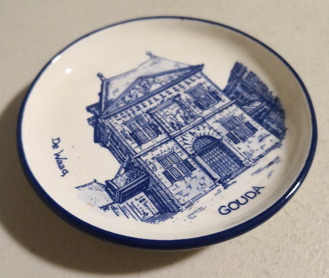 1940s Da Waag Gouda Holland Pottery Hand Painting Plate Blue & White ...