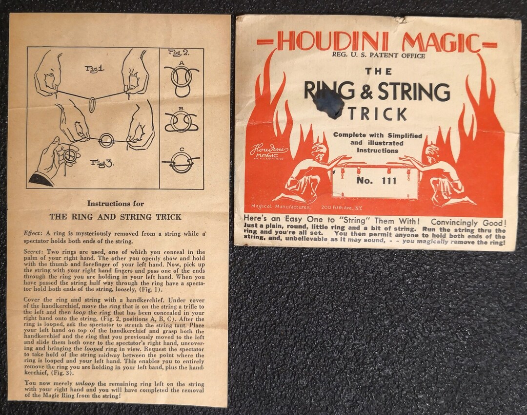 Antique 19th Century Houdini Magic the Ring & String Trick N0.111 ...
