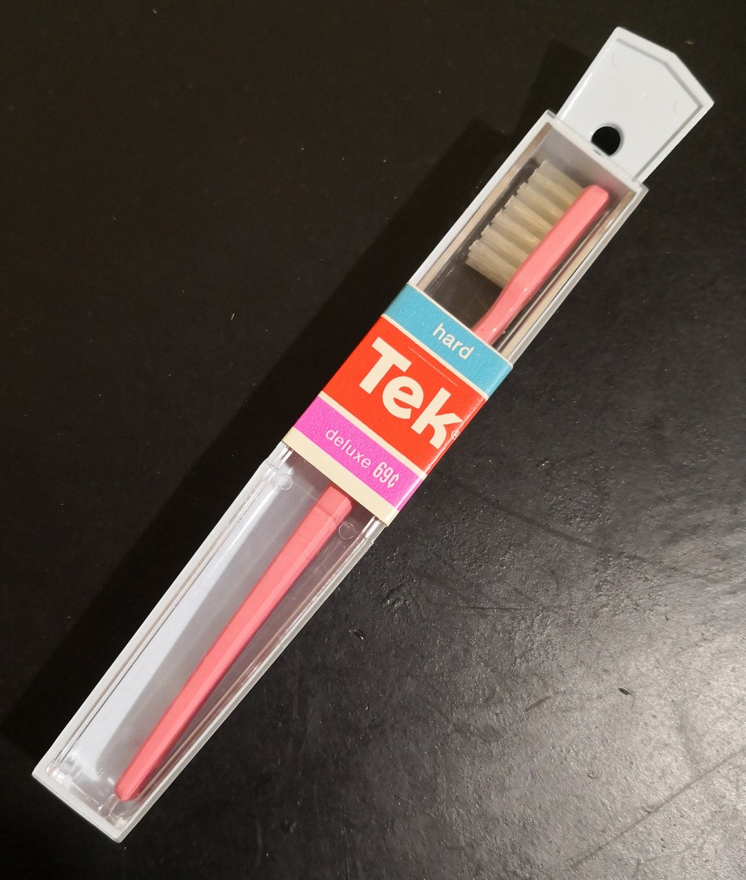 Vintage 70's NOS Tek Deluxe Hard Toothbrush Plastic Box Sealed Pink ...