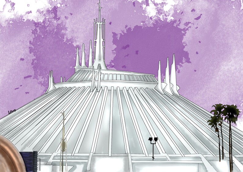 Disneyworld Space Mountain Disney Art Illustration Watercolor Bedroom ...