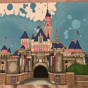 Disney Castle Bundle Set of 6 Disney Art Illustration Watercolor ...