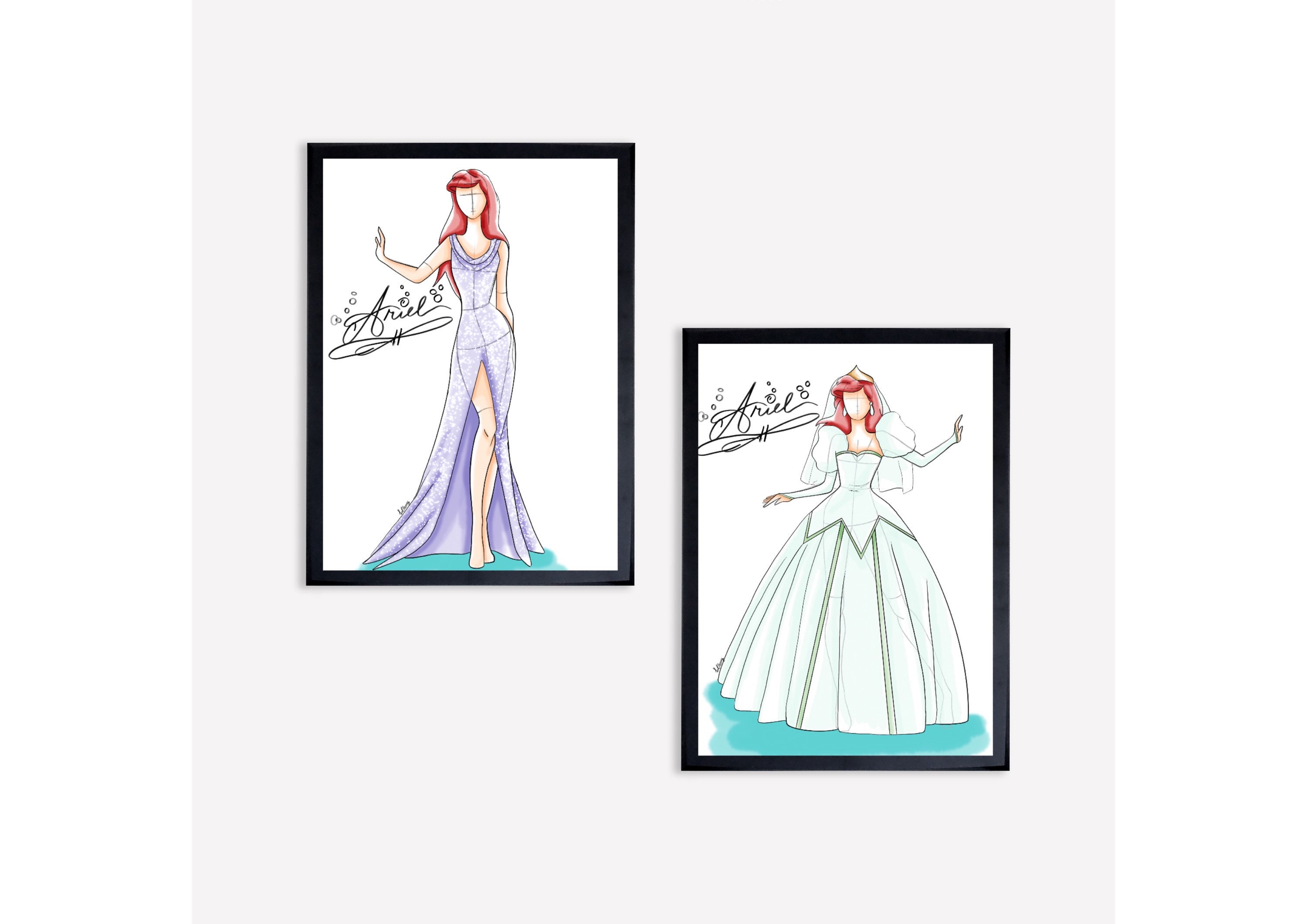 Disney Princesses Inspired Dress Design Classic Princess Ariel - Etsy