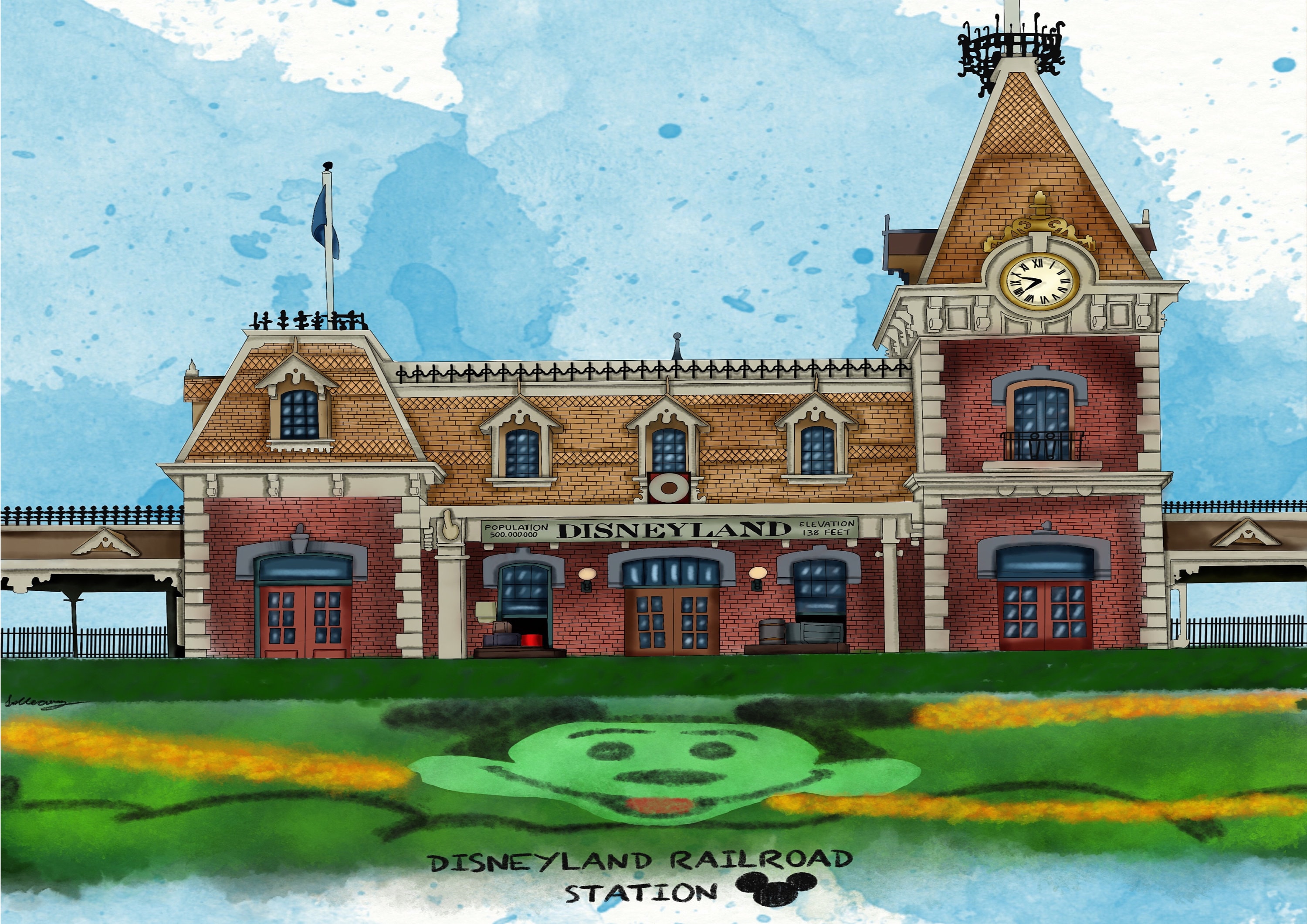 Disney Railroad Station Main Street USA Station Disney Art | Etsy