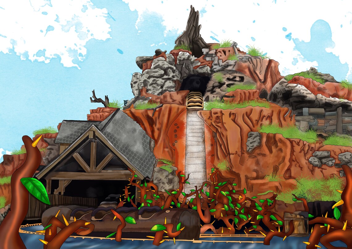 Disneyworld Splash Mountain Disney Art Illustration Watercolor | Etsy