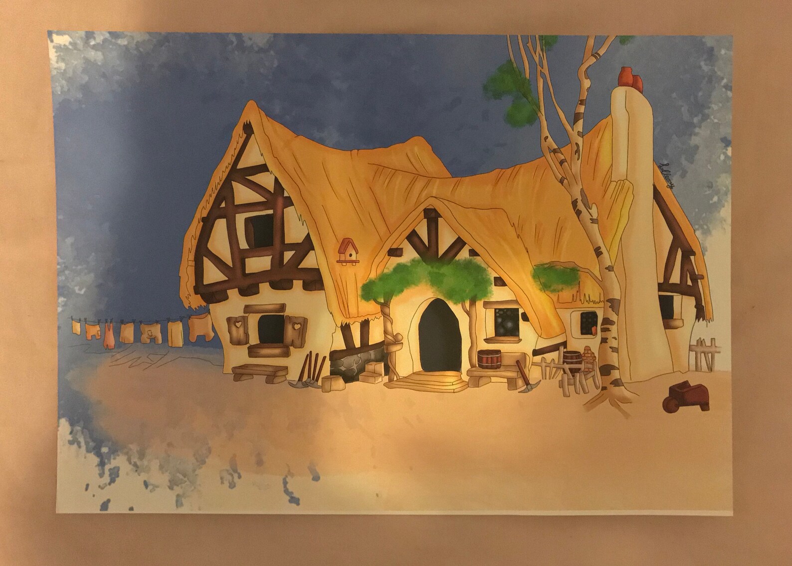 Disney Snow White and the 7 Dwarfs the Dwarfs Cottage Disney Art ...