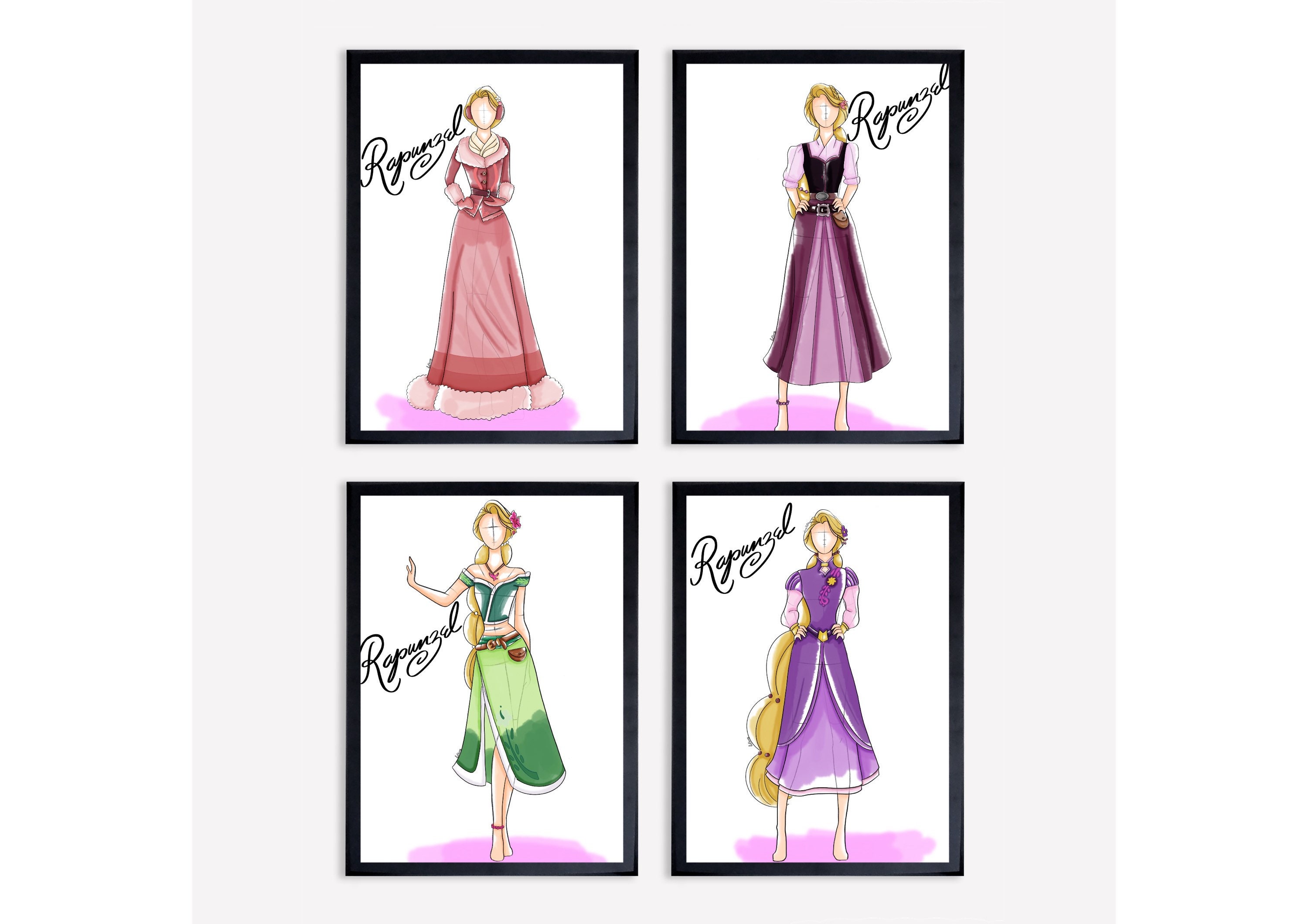 Disney Princesses Inspired Dress Design Classic Princess - Etsy