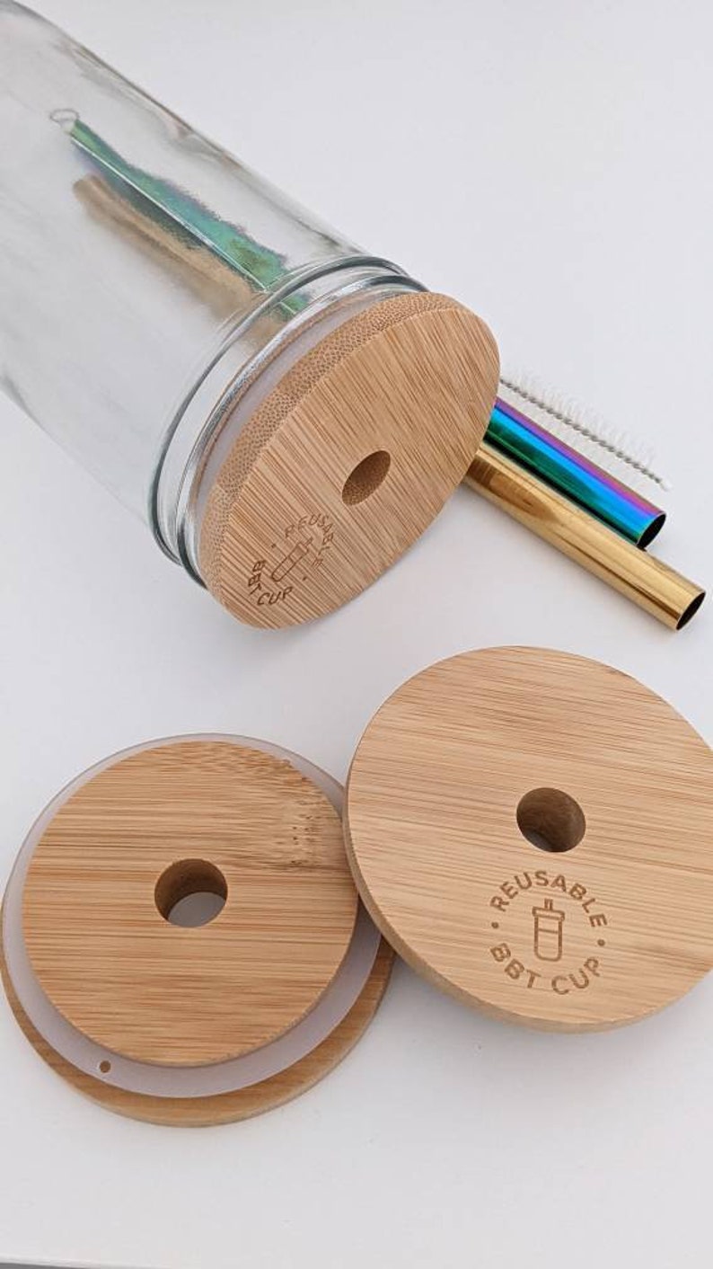 Bamboo Lid Reusable Bubble Tea Cup | Etsy