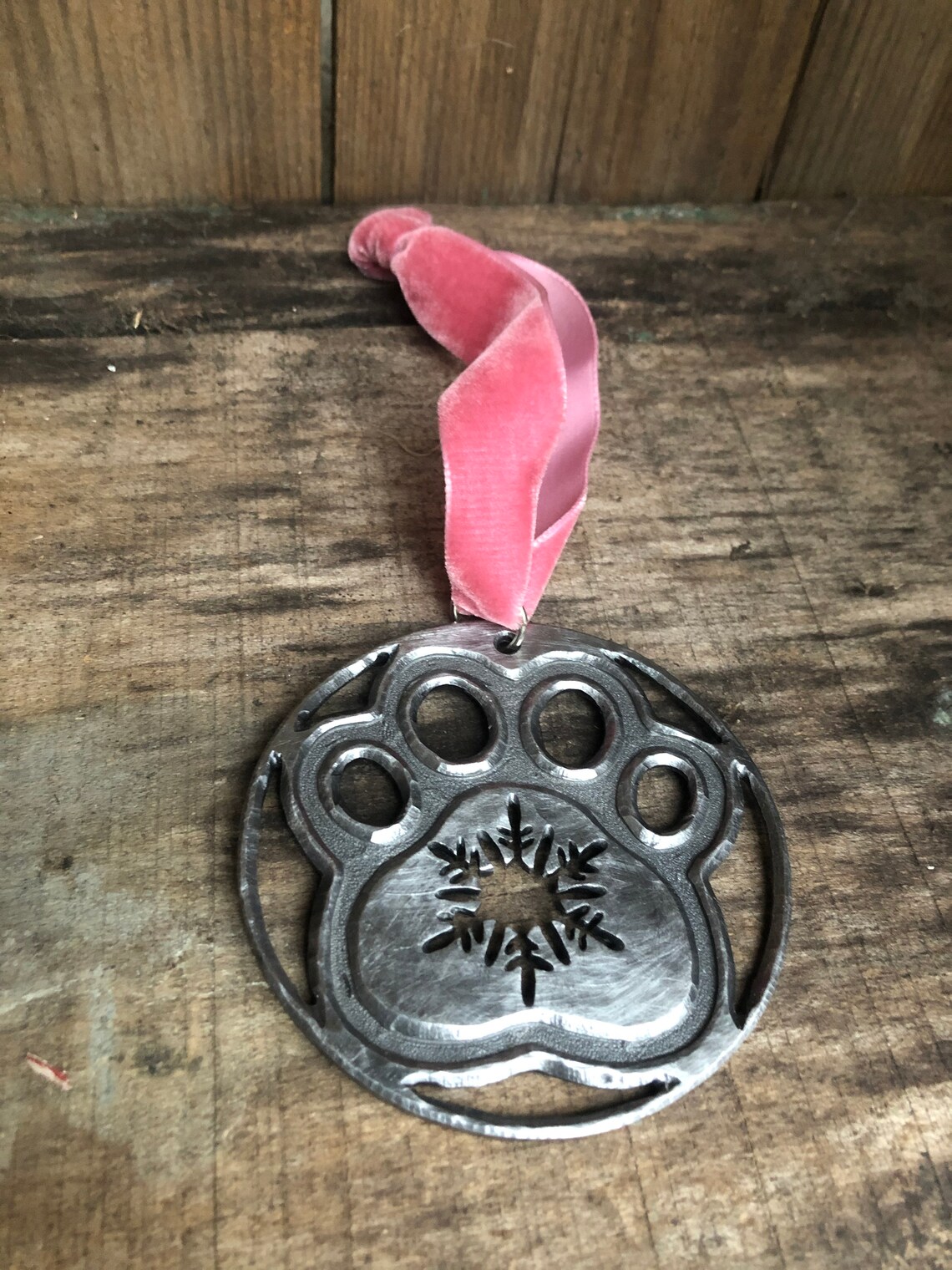 Pewter Pewter Paw Ornament With Snowflake - Etsy