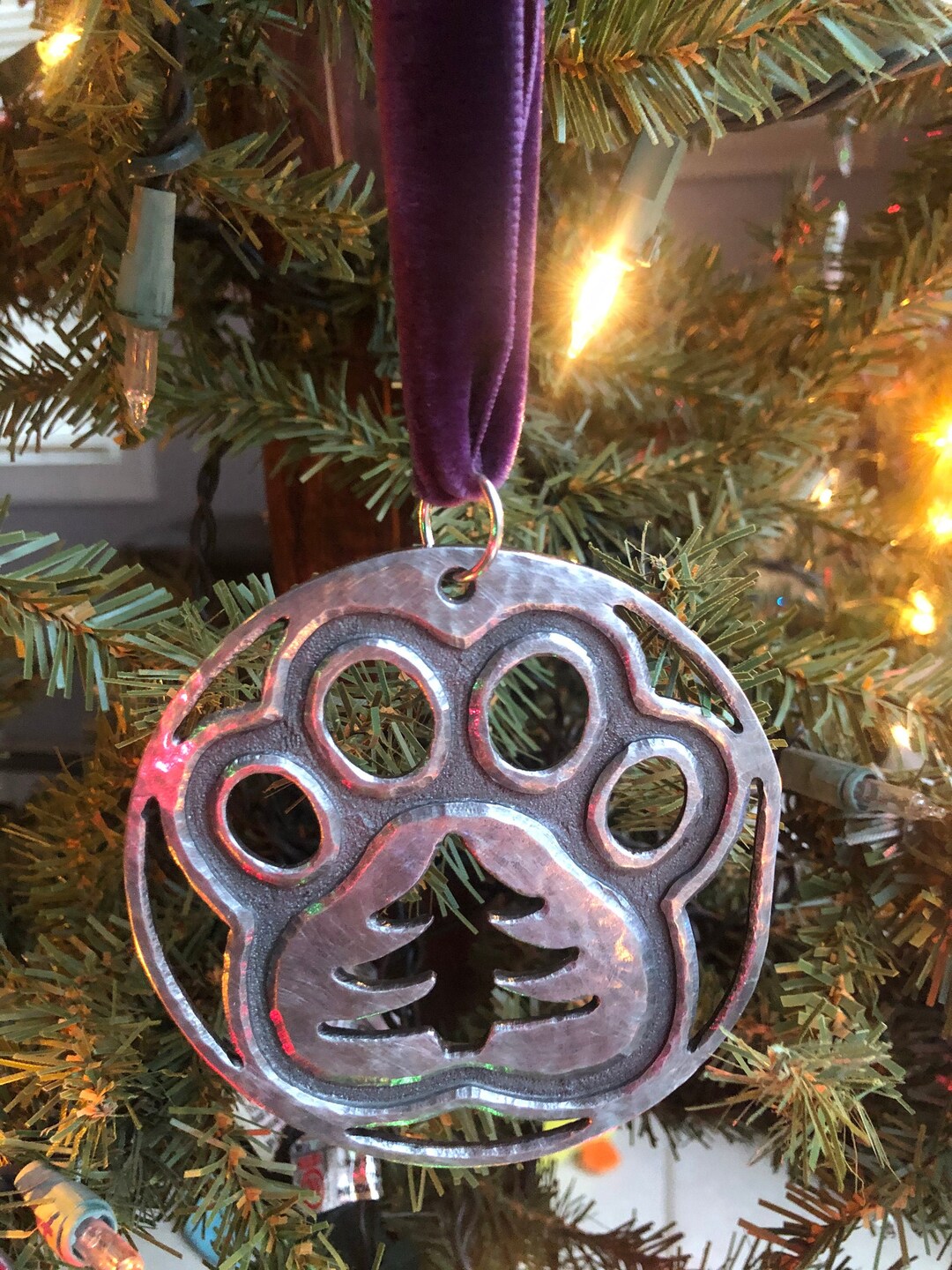 Pewter Paw Ornament With Tree - Etsy