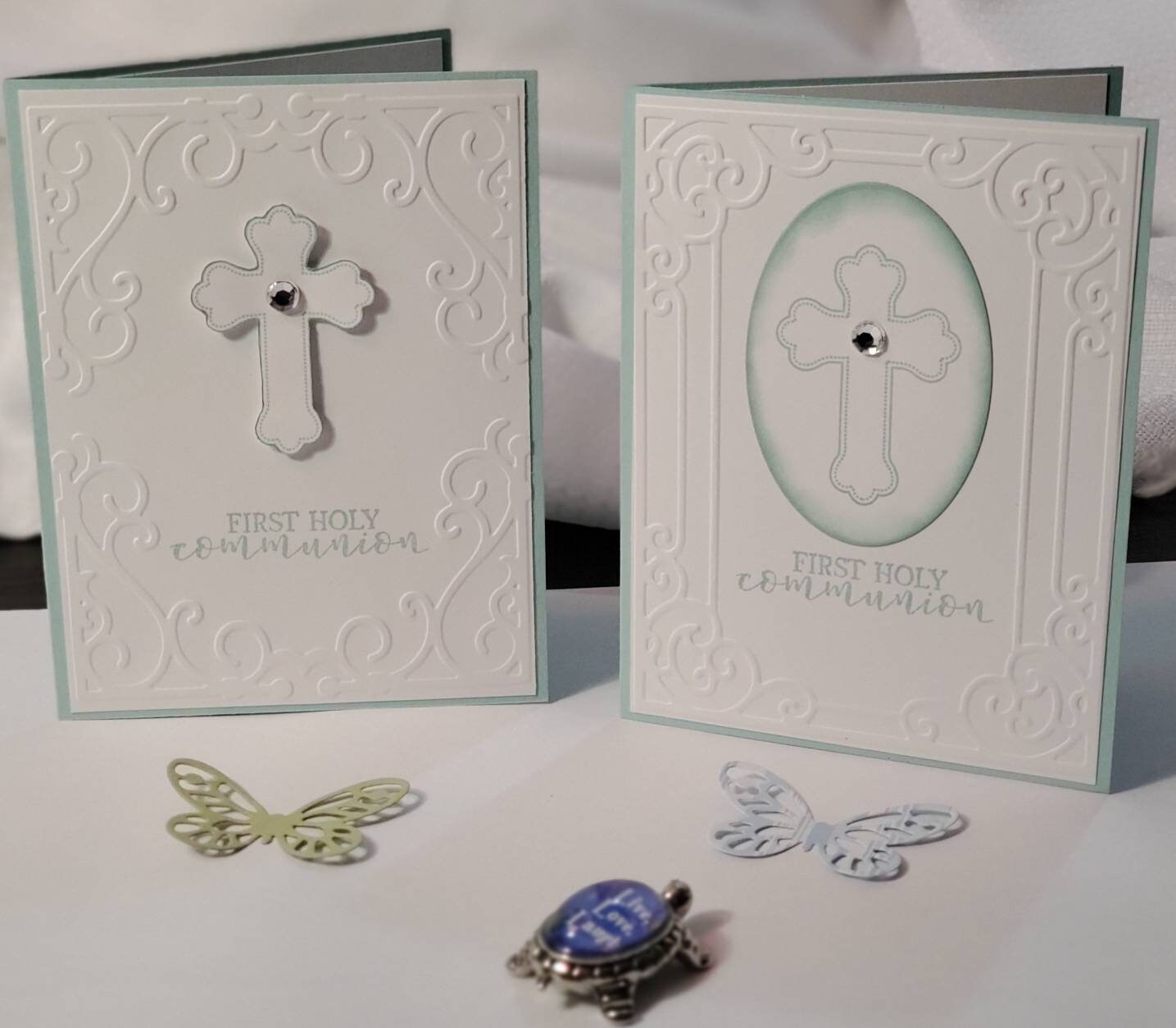 Handmade Embossed First Holy Communion Card – Rhinestone Cross - Etsy