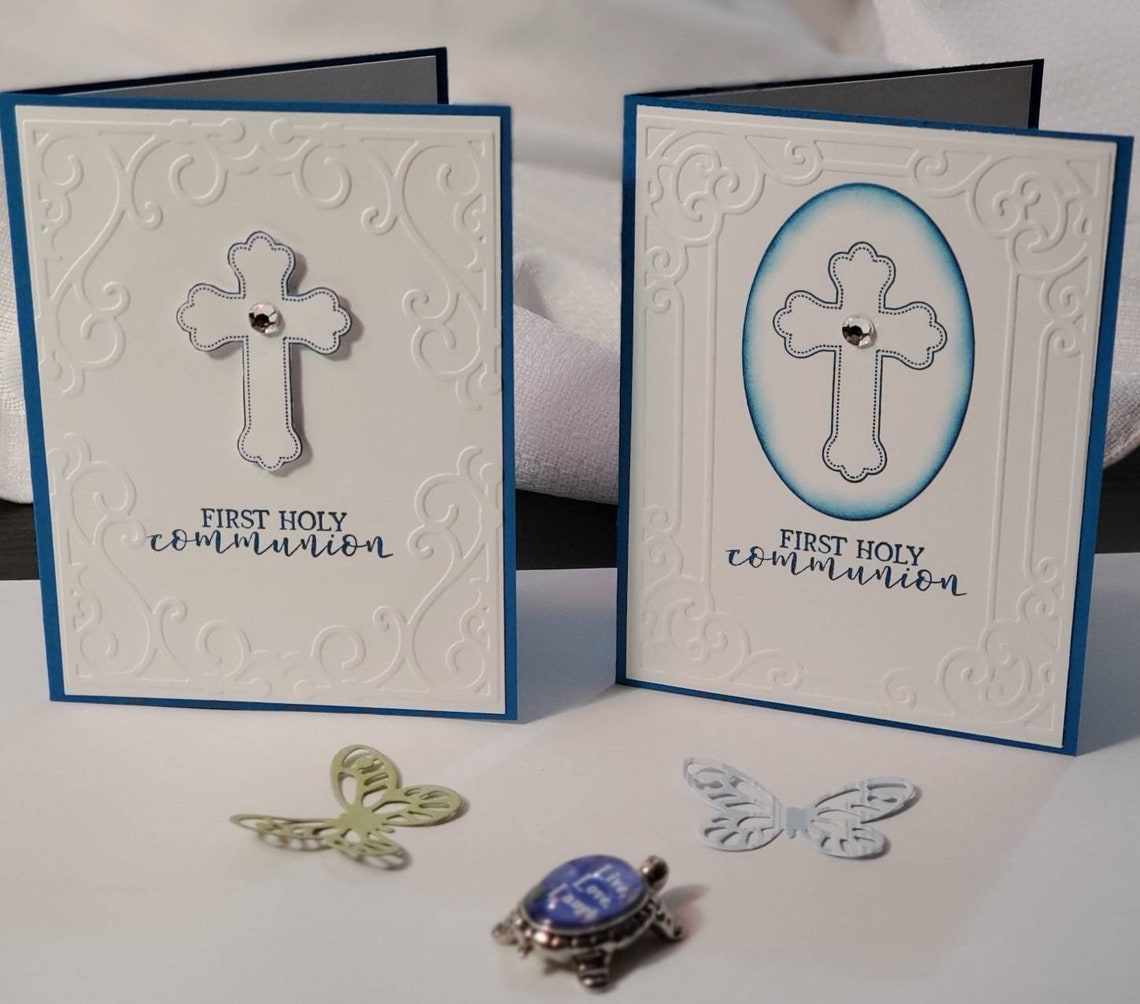Handmade Embossed First Holy Communion Card – Rhinestone Cross - Etsy